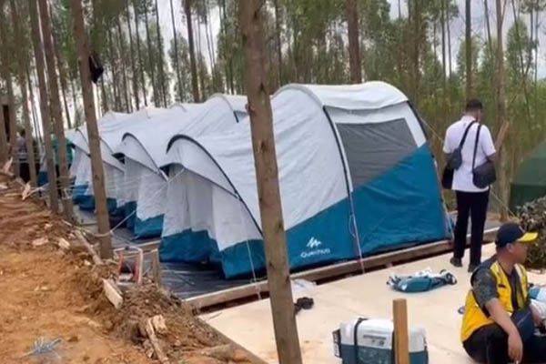 Persiapan Kemah Presiden Jokowi di Titik Nol Kilometer IKN Kaltim - Espos.id